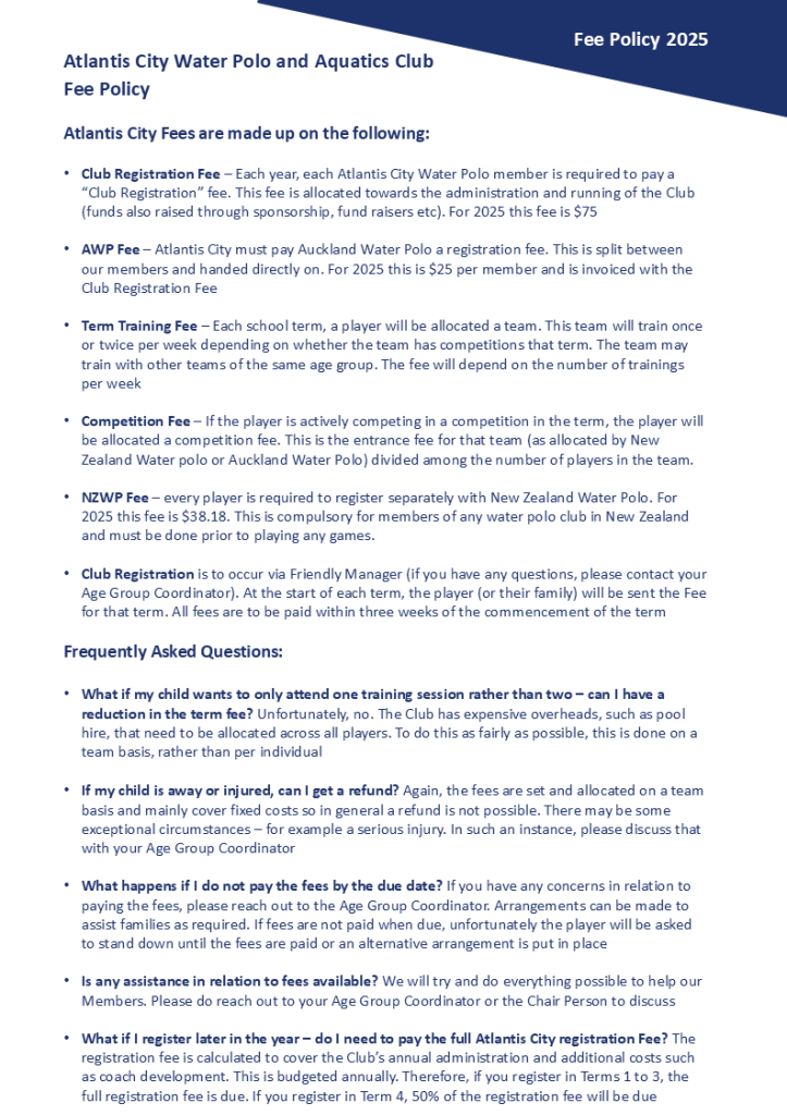 Fee Policy / FAQs – Atlantis City